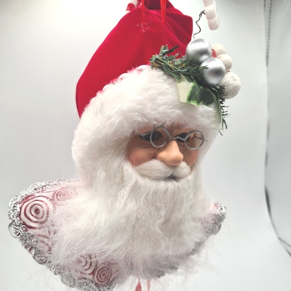 Kurt Adler | Holiday | Peppermint Santa Claus Head With Bells Christmas ...
